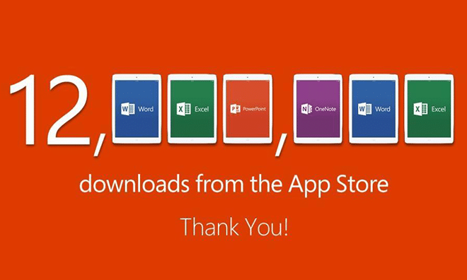 Microsoft Office บน iPad มียอดดาวน์โหลดรวม 12 ล้านครั้งแล้ว