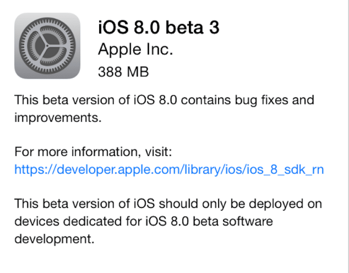 Apple ออกอัพเดท iOS 8 Beta 3 ให้นักพัฒนาแล้ว