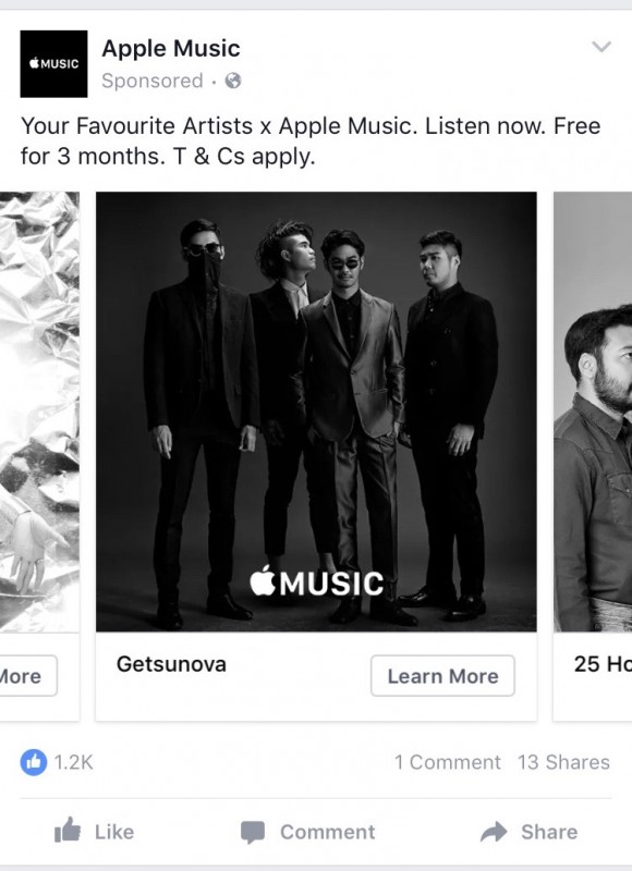 Apple เริ่มโฆษณา Apple Music, iTunes และ App Store ภาษาไทยบน Social ต่างๆ