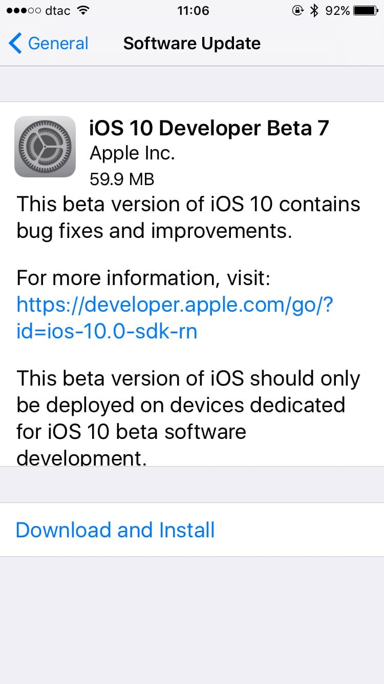 Apple ปล่อย iOS 10 Beta 7 ให้กับนักพัฒนาแล้ว มาพร้อม Public Beta ด้วย