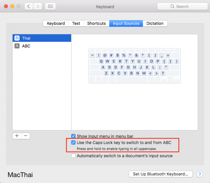 Tip: เปลี่ยนภาษาโดยใช้ Caps Lock บน macOS Sierra