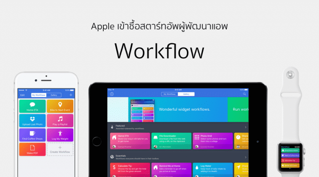 Apple เข้าซื้อสตาร์ทอัพผู้พัฒนา Workflow แอพคล้าย Automator บน iOS