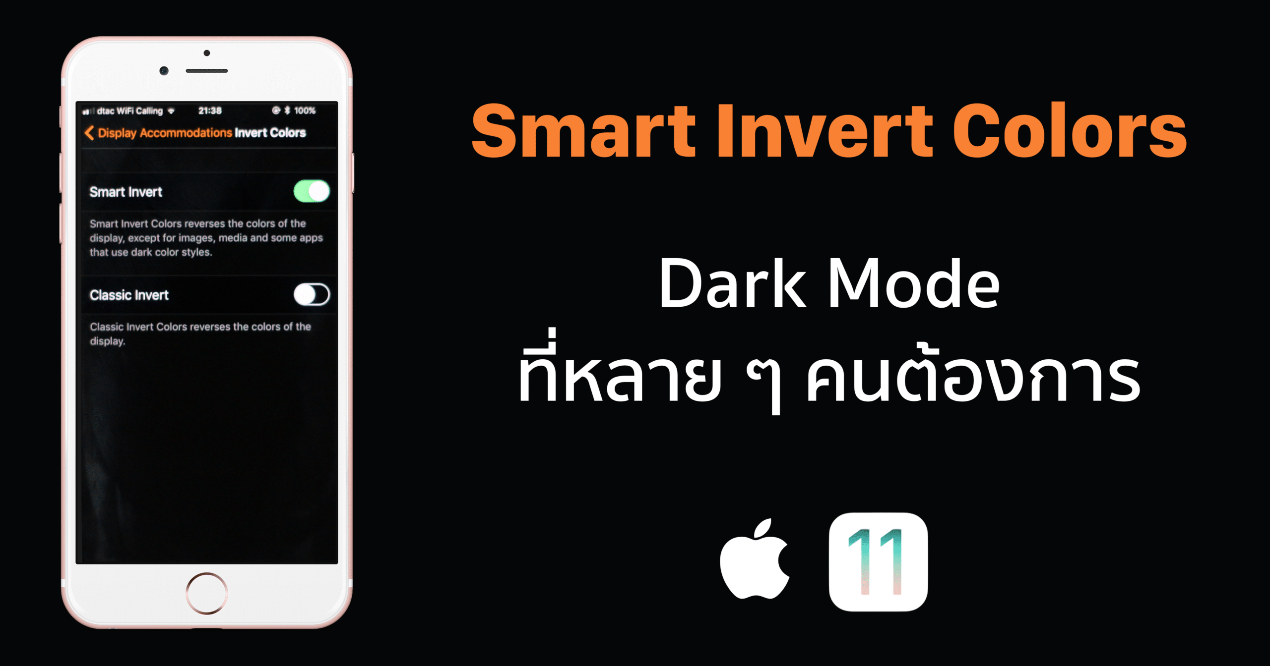 พบฟีเจอร์ลับ "Smart Invert Colors" บน iOS 11 คล้าย Dark Mode ที่ทุกคน ...